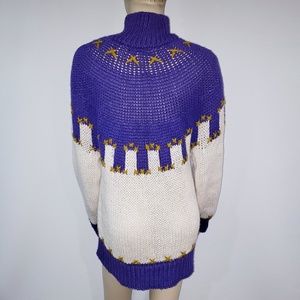 Sweaters | Vintage Grandma Sweater Purple White Large | Poshmark